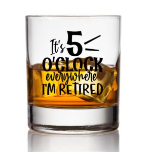 Its 5 O'Clock Everywhere Bouron Glass For Men - Retirement Gifts for Men - Funny Whiskey Glass Unique Retirement Gift For Dad, Grandpa, Friends, Family, And Coworkers - Fathers Day and Christmas Gift