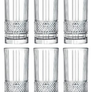 Barski Highball - Glass - Set of 6 - Hiball Glasses - Glass Crystal - Beautiful Designed - Drinking Tumblers - for Water, Juice, Wine, Beer and Cocktails - 13 oz Made in Europe