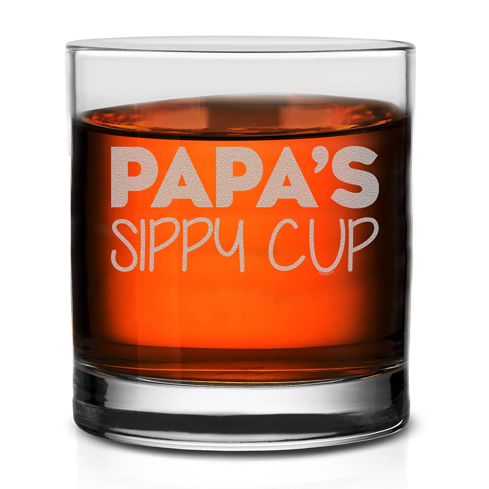 Veracco Papa's Sippy Cup Whiskey Glass Dads Cool Legend Gag First Father's Gifts (Clear, Glass)