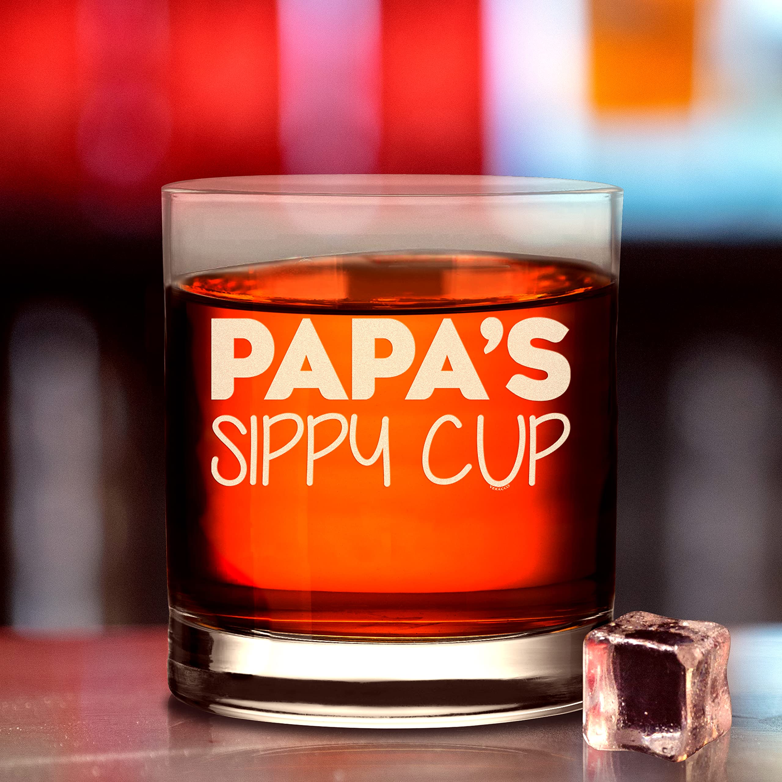 Veracco Papa's Sippy Cup Whiskey Glass Dads Cool Legend Gag First Father's Gifts (Clear, Glass)