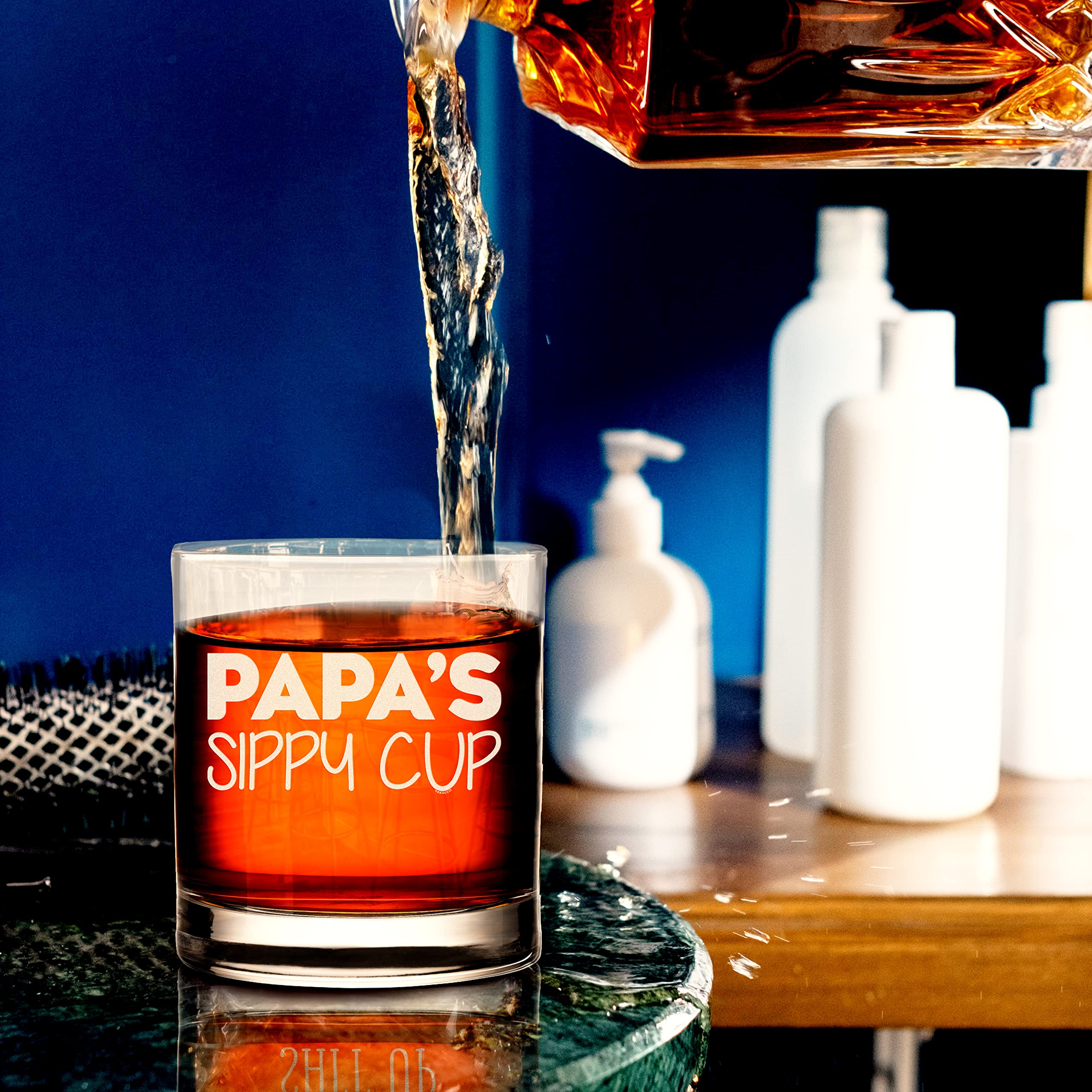 Veracco Papa's Sippy Cup Whiskey Glass Dads Cool Legend Gag First Father's Gifts (Clear, Glass)