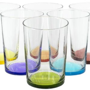 Red Co. Multicolor Large Drinking Glasses for Water, Juice and Cocktails, 16 Ounce - Set of 6