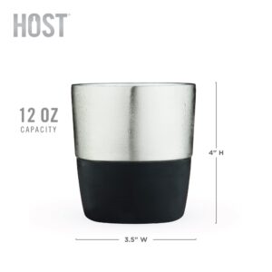 Host Whiskey FREEZE Pro Cups for Bourbon or Cocktails, Active Cooling Gel Chiller Double-Walled Freezer Tumblers, 12 Oz Stainless Steel Set of 1