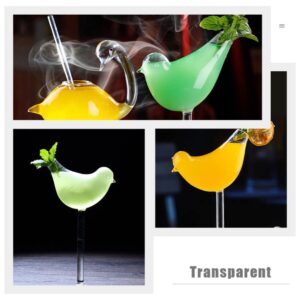 Angoily 4pcs Cocktail Glass Bird Glasses Drinking Bird Shaped Cocktail Wine Glass Champagne Coupe Glass Martini Goblet Cups Glassware for Home Bar Club Party