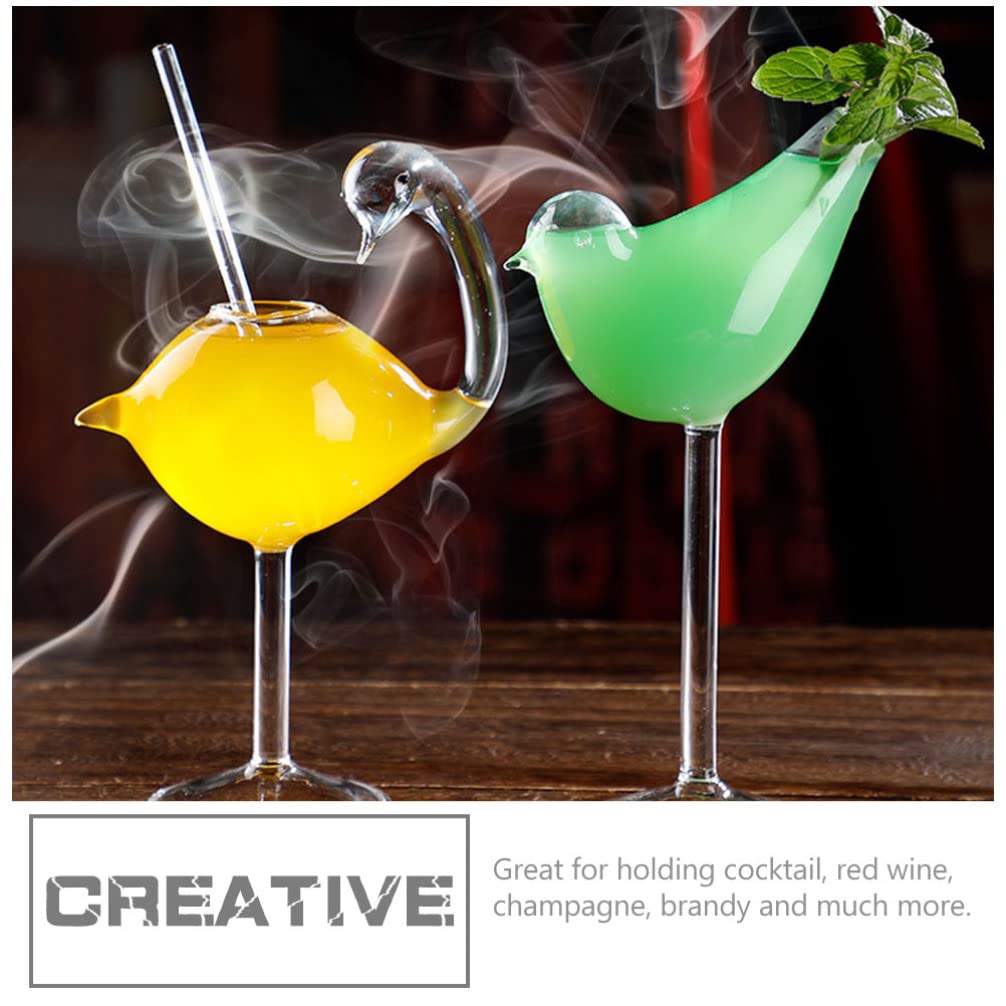 Angoily 4pcs Cocktail Glass Bird Glasses Drinking Bird Shaped Cocktail Wine Glass Champagne Coupe Glass Martini Goblet Cups Glassware for Home Bar Club Party