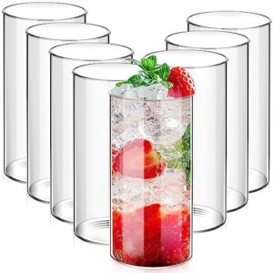 hoolerry 8 pack 19 oz highball drinking glasses thin highball glasses clear glass mugs cocktail glasses round water glasses elegant bar glassware glass drink tumblers for coffee juice beer milk