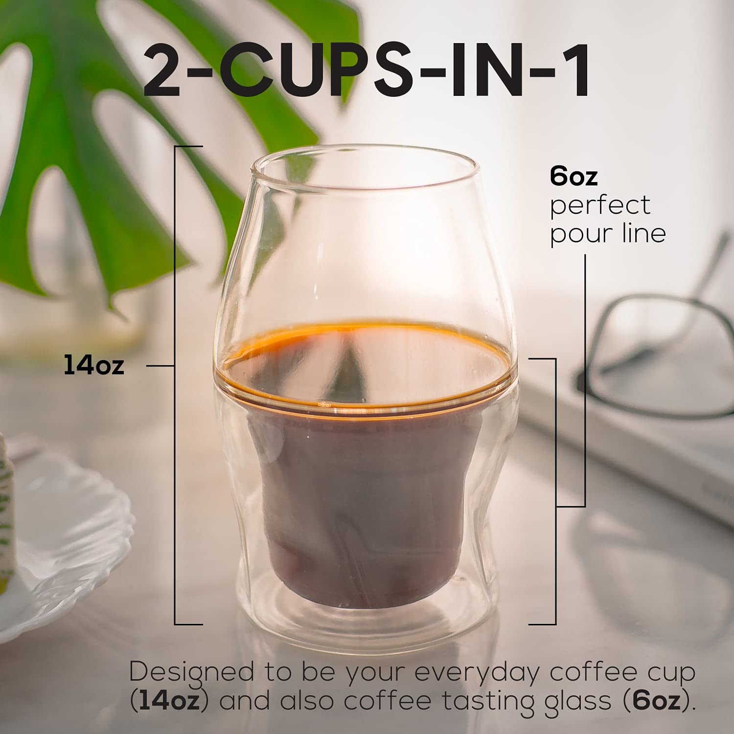 AVENSI Coffee Enhancing Glassware Cups - Complete Set: 3 Glasses (VIDA, SENTI, ALTO), with Felt Coasters, Polishing Cloth and Brew Guide