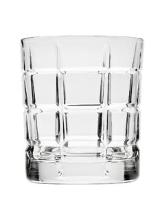 godinger plaid double old fashioned glasses, set of 4, silver