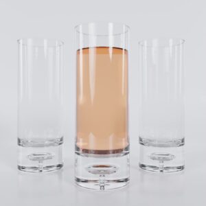 lemonsoda premium crystal bubble base highball collins glasses - set of 4-12oz - fully sealed heavy bottom bubble base - great for water, juice, beer, cocktails, and more