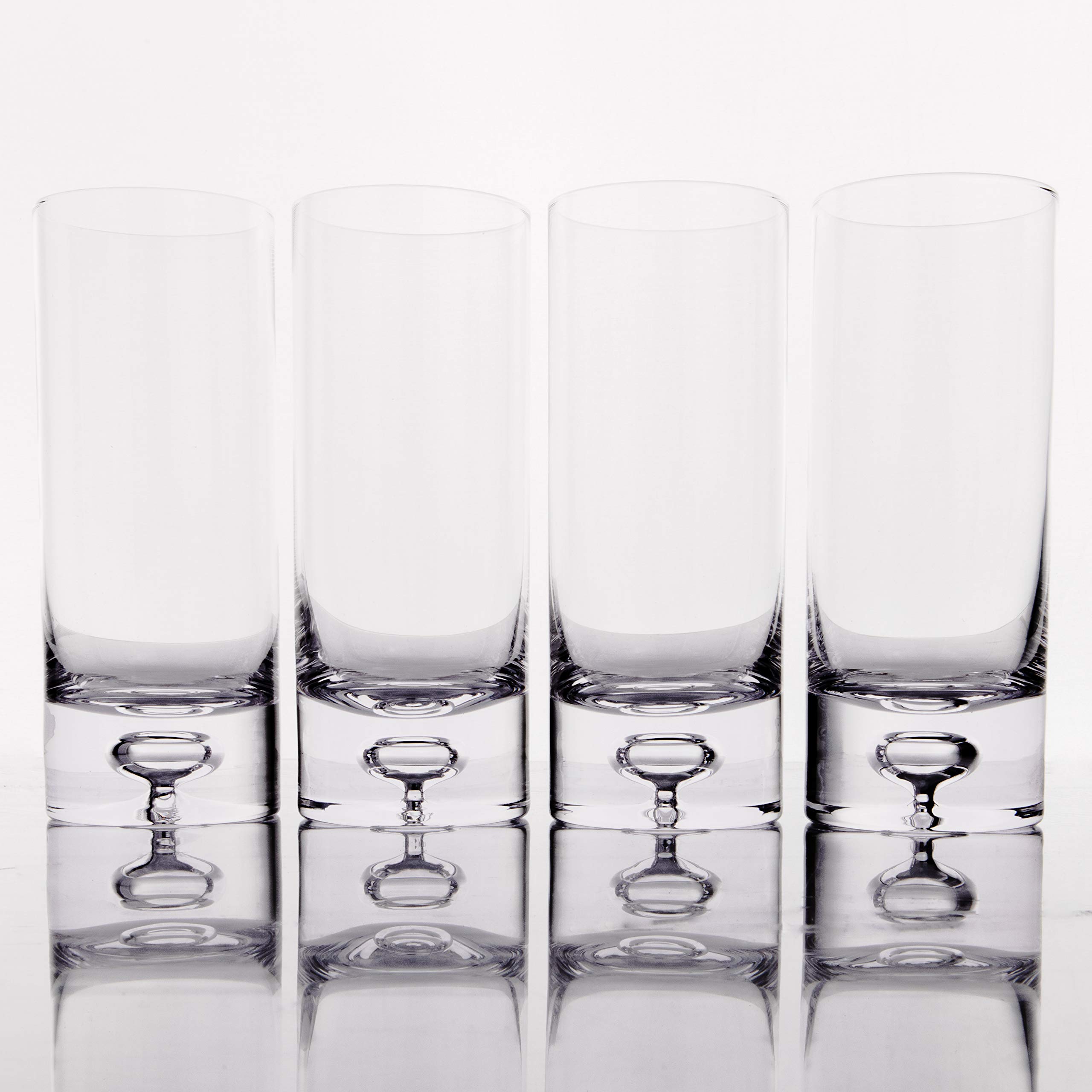 LEMONSODA Premium Crystal Bubble Base Highball Collins Glasses - Set of 4-12OZ - Fully Sealed Heavy Bottom Bubble Base - Great for Water, Juice, Beer, Cocktails, and More