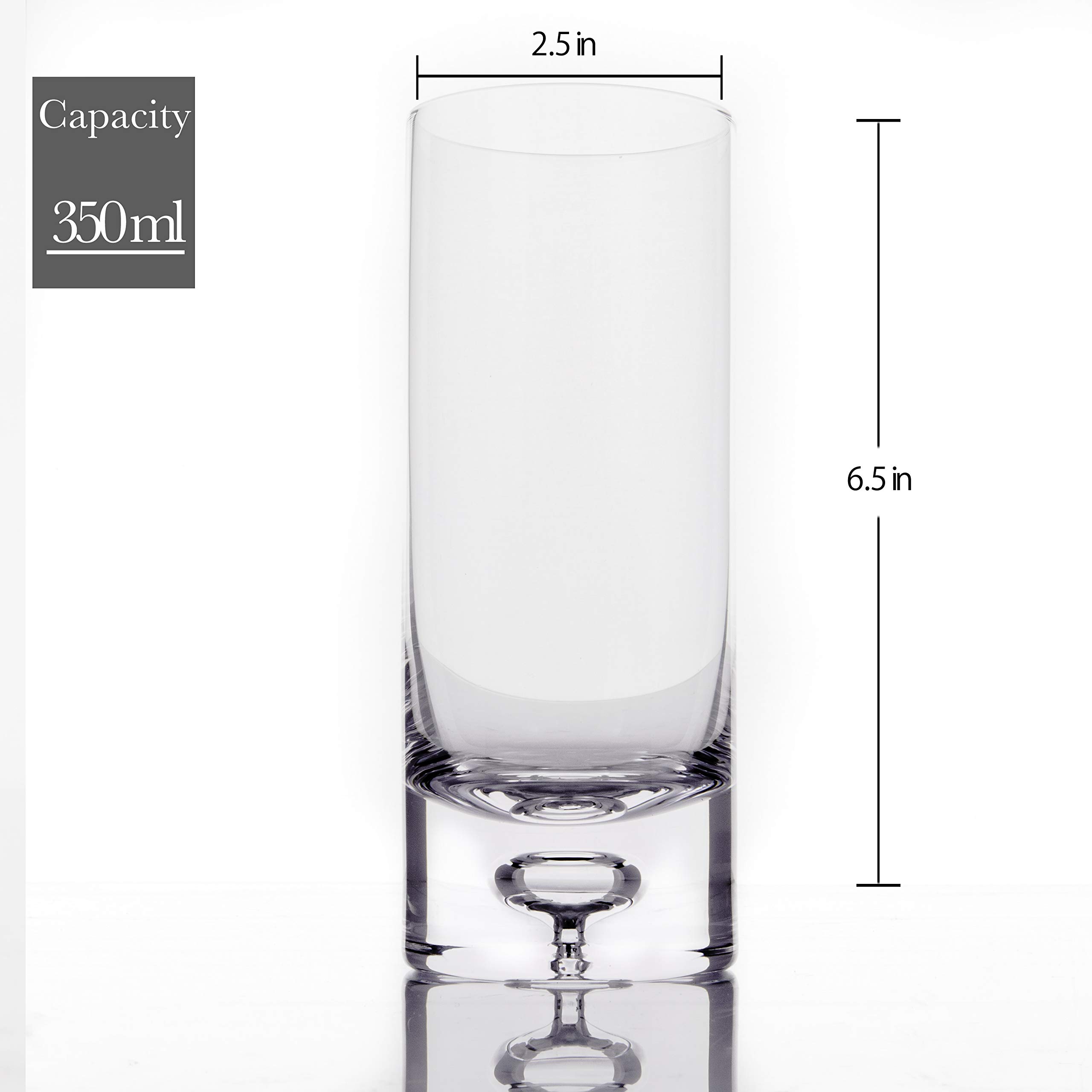 LEMONSODA Premium Crystal Bubble Base Highball Collins Glasses - Set of 4-12OZ - Fully Sealed Heavy Bottom Bubble Base - Great for Water, Juice, Beer, Cocktails, and More