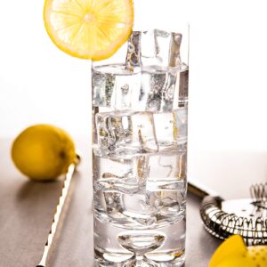 LEMONSODA Premium Crystal Bubble Base Highball Collins Glasses - Set of 4-12OZ - Fully Sealed Heavy Bottom Bubble Base - Great for Water, Juice, Beer, Cocktails, and More