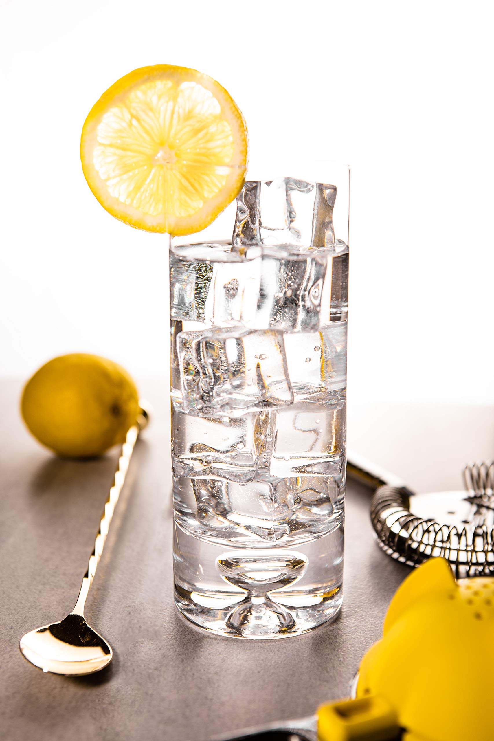 LEMONSODA Premium Crystal Bubble Base Highball Collins Glasses - Set of 4-12OZ - Fully Sealed Heavy Bottom Bubble Base - Great for Water, Juice, Beer, Cocktails, and More