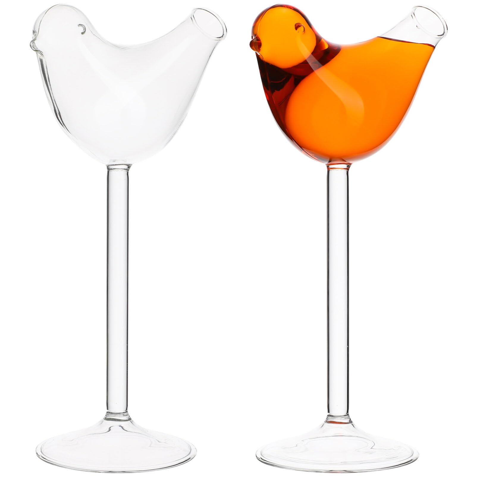 CALLARON 2pcs Cocktail Glass Modern Martini Glass Bird Shaped Cocktail Glasses Clear Cocktail Cups for Home Bar Restaurant (Transparent) 22CM