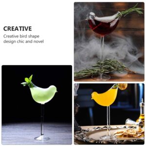 CALLARON 2pcs Cocktail Glass Modern Martini Glass Bird Shaped Cocktail Glasses Clear Cocktail Cups for Home Bar Restaurant (Transparent) 22CM