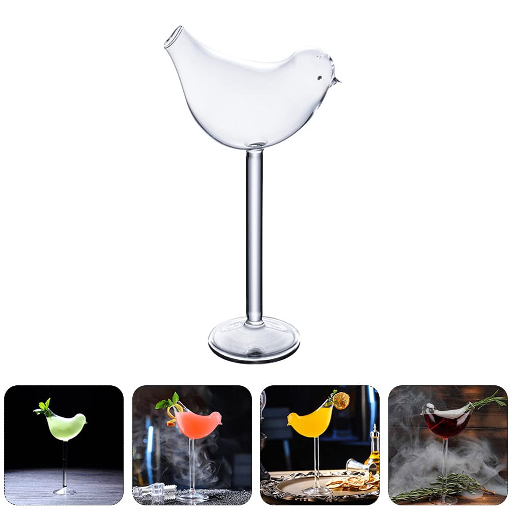 CALLARON 2pcs Cocktail Glass Modern Martini Glass Bird Shaped Cocktail Glasses Clear Cocktail Cups for Home Bar Restaurant (Transparent) 22CM