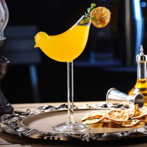 CALLARON 2pcs Cocktail Glass Modern Martini Glass Bird Shaped Cocktail Glasses Clear Cocktail Cups for Home Bar Restaurant (Transparent) 22CM