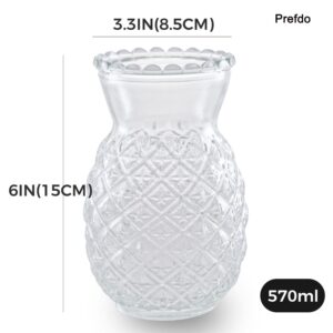 2PCS Pineapple Glasses, Prefdo 20 Ounce/570ml Fun Cocktail Jars Tiki Cups for Bar, Party