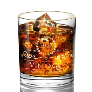 lovinpro 1957 67th birthday gifts for men/dad/son, vintage unfading 24k gold hand crafted old fashioned whiskey glasses, perfect for gift and home use - 10 oz bourbon scotch, party decorations