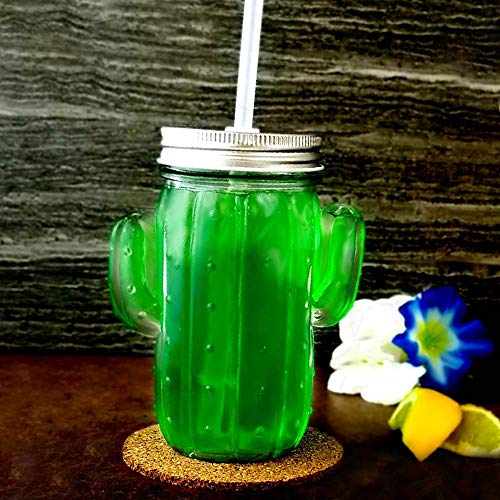 Cactus Mason Jar Glass - W/Lid