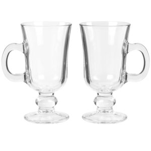 JAIRESTONE Irish Coffee Mugs with Handle, Clear Glass Cups for Iced Coffee, Latte, Cappuccino, Hot Chocolate, Set of 2