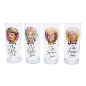 silver buffalo the golden girls frames logo 10-ounce tumbler glasses | set of 4