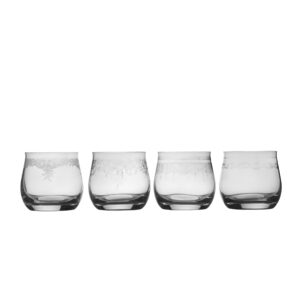 mikasa amelia rocks double old fashioned glasses, set of 4, 11.5-ounce, clear