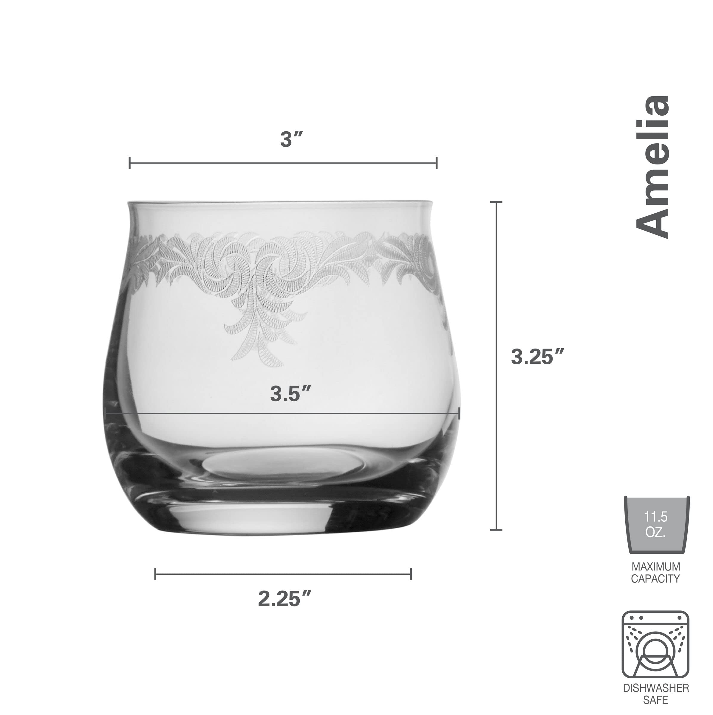 Mikasa Amelia Rocks Double Old Fashioned Glasses, Set of 4, 11.5-Ounce, Clear