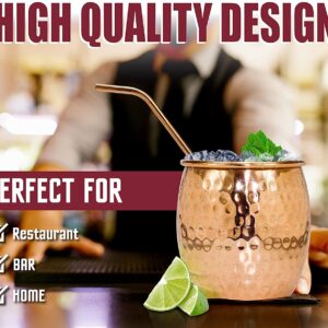 G GOODYGOODS Moscow Mule Copper Mugs: Make Any Drink Taste Much Better! 100% Pure Solid Copper His & Hers Gift Set- 2 Hammered 16 OZ Copper Cups 2 Unique Straws, Jigger & Recipe Booklet!