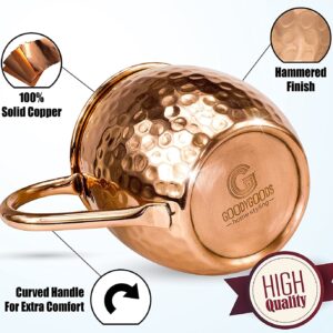 G GOODYGOODS Moscow Mule Copper Mugs: Make Any Drink Taste Much Better! 100% Pure Solid Copper His & Hers Gift Set- 2 Hammered 16 OZ Copper Cups 2 Unique Straws, Jigger & Recipe Booklet!