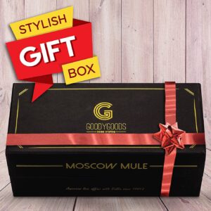 G GOODYGOODS Moscow Mule Copper Mugs: Make Any Drink Taste Much Better! 100% Pure Solid Copper His & Hers Gift Set- 2 Hammered 16 OZ Copper Cups 2 Unique Straws, Jigger & Recipe Booklet!