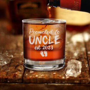 shop4ever® Promoted To Uncle Est 2023 Engraved Whiskey Glass Gift for First Time Uncle, New Uncle, Uncle to Be