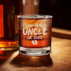 shop4ever® Promoted To Uncle Est 2023 Engraved Whiskey Glass Gift for First Time Uncle, New Uncle, Uncle to Be