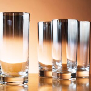 Barski Highball Glass -Drinking Tumblers - Glasses - Smoked - for Water, Juice, Wine, Beer and Cocktails - Set of 4-12 Oz. - Made in Europe