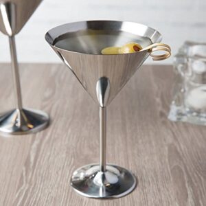 G.E.T. SW-1612-SS-EC Stainless Steel Metal Martini Glasses, 12 Ounce (Set of 4)