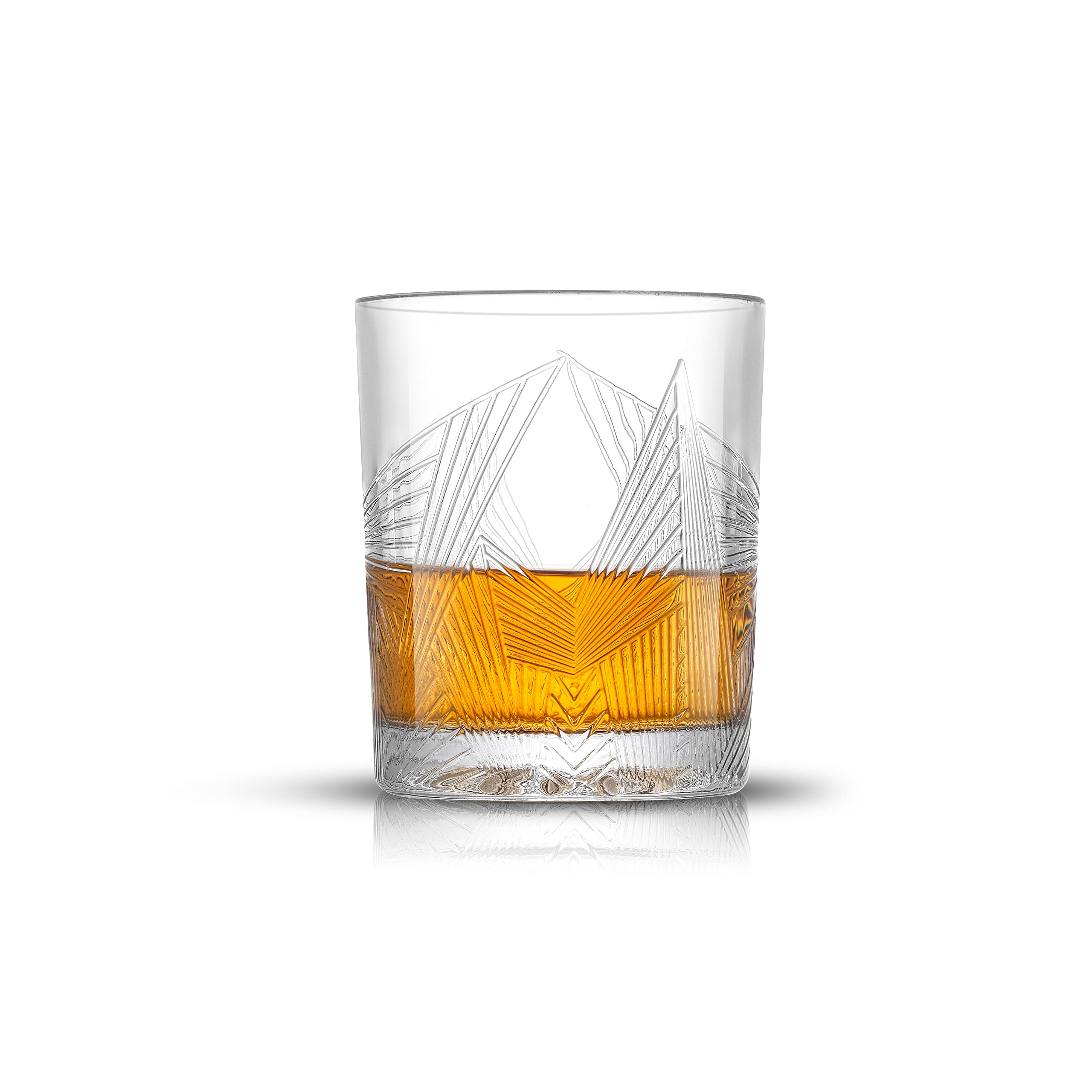 JoyJolt Gatsby Whiskey Glass Set of 6 Textured Whiskey Glasses for Bar (10oz). Old Fashioned Rocks Glasses for Scotch, Bourbon and Liquor. Unique Whiskey Tumblers, Rocks Glass Set or Cocktail Glass