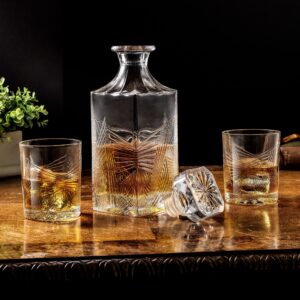 JoyJolt Gatsby Whiskey Glass Set of 6 Textured Whiskey Glasses for Bar (10oz). Old Fashioned Rocks Glasses for Scotch, Bourbon and Liquor. Unique Whiskey Tumblers, Rocks Glass Set or Cocktail Glass