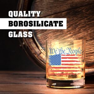 Lucky Shot - We The People American Flag Whiskey Glass | United States Constitution | Patriotic Wine Glasses | Political Republicans Patriotic Glass (11 oz)