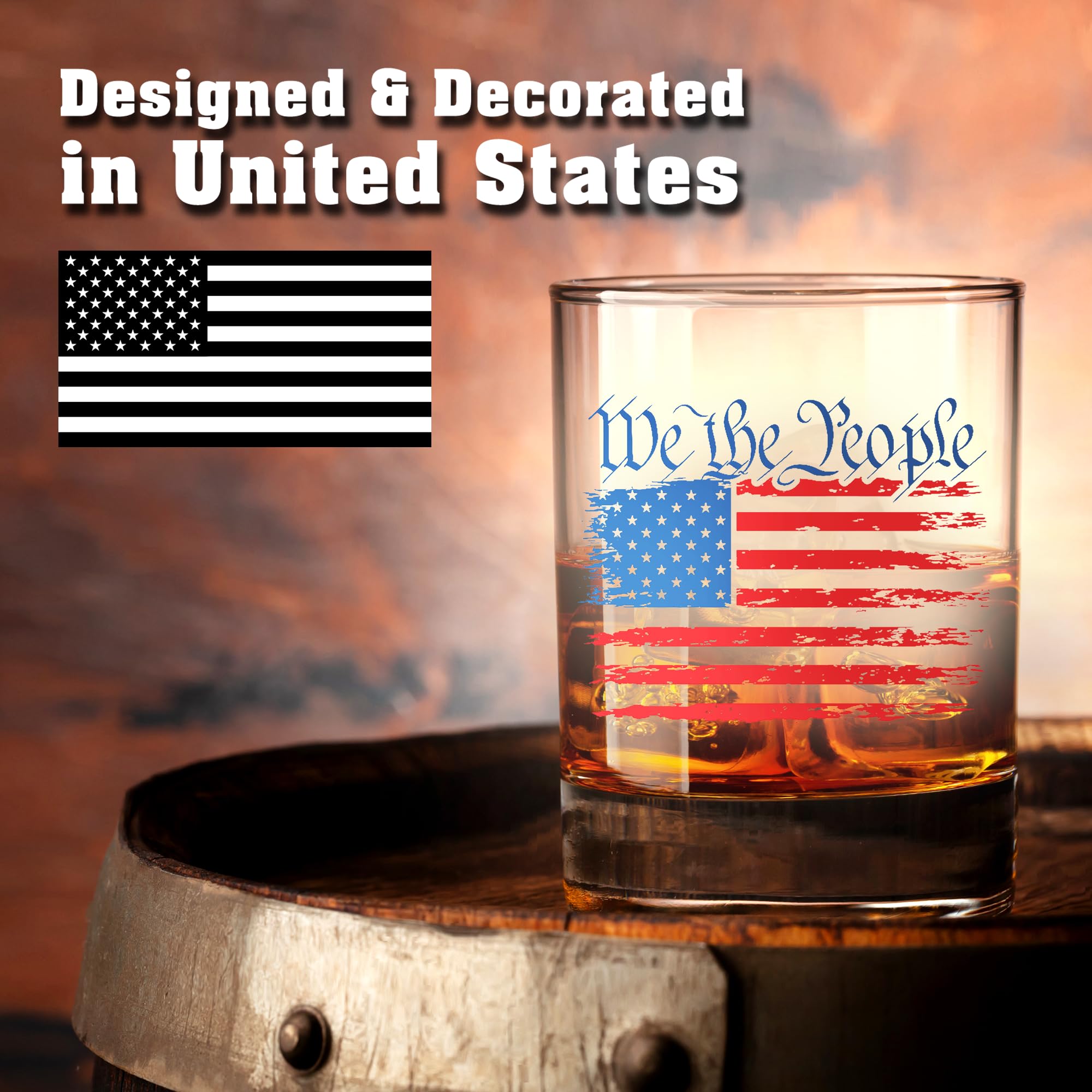 Lucky Shot - We The People American Flag Whiskey Glass | United States Constitution | Patriotic Wine Glasses | Political Republicans Patriotic Glass (11 oz)