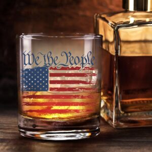 Lucky Shot - We The People American Flag Whiskey Glass | United States Constitution | Patriotic Wine Glasses | Political Republicans Patriotic Glass (11 oz)