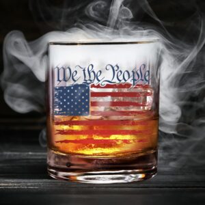 Lucky Shot - We The People American Flag Whiskey Glass | United States Constitution | Patriotic Wine Glasses | Political Republicans Patriotic Glass (11 oz)