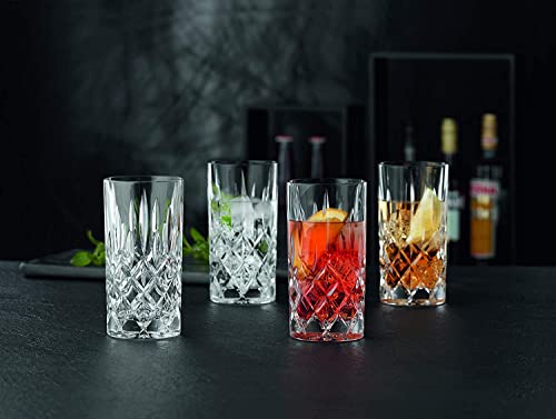 Nachtmann Noblesse Collection Long Drink Glasses | Set of 4 cocktail Cups | Made of Crystal Glass | 6-Inch Highball Glasses for Cocktails, Juice and other Mixed Drinks | 13-Ounces