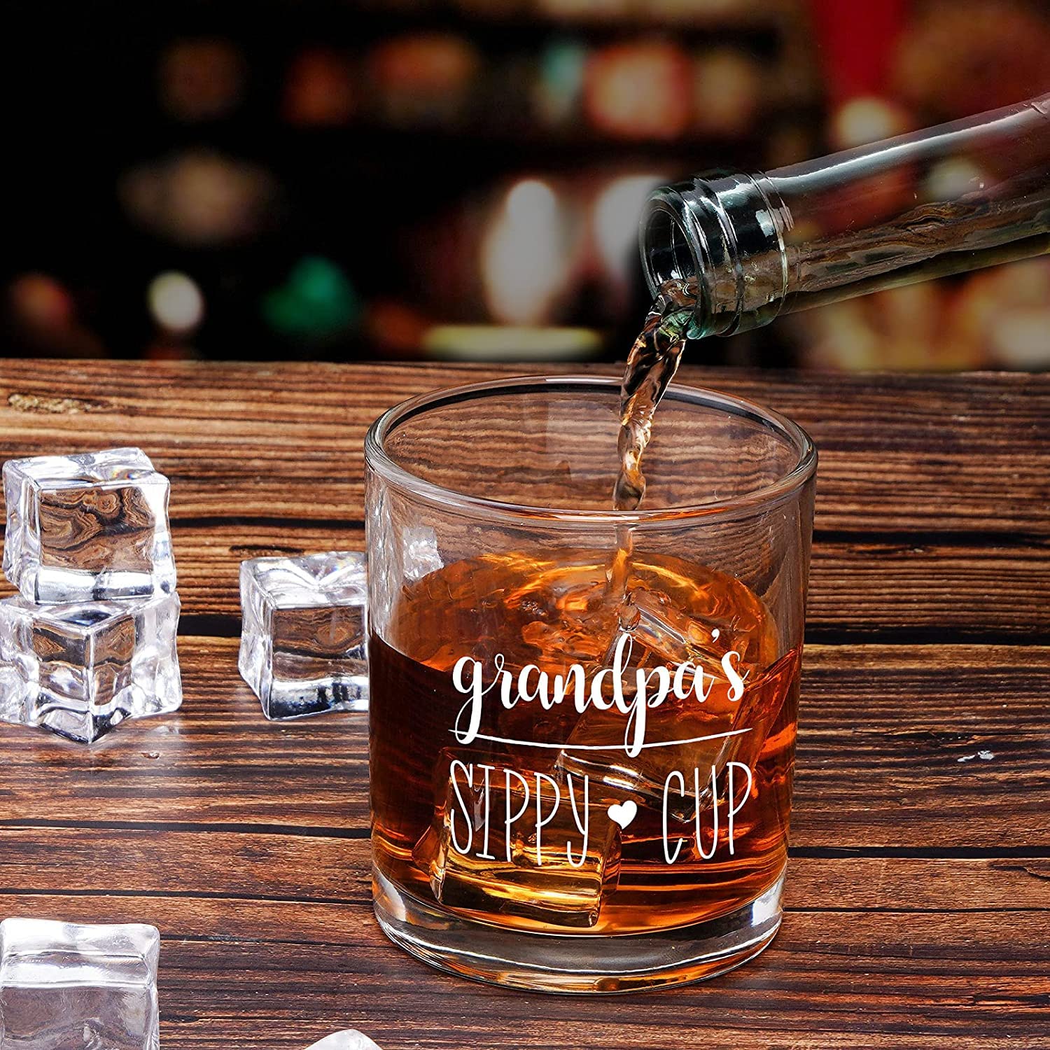 Grandpa Gift - Grandpa Whiskey Glass 10oz, Grandpa's Sippy Cup Old Fashioned Whiskey Glass for Grandfather, Grandpa, Gift Idea for Father's Day, Birthday, Christmas, Thanksgiving