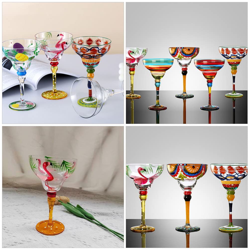 Luxshiny Flamingo Cocktail Glass Crystal Martini Wine Glasses Hand Painted Margarita Decorative Glass Goblet Wedding Party Glassware Gifts