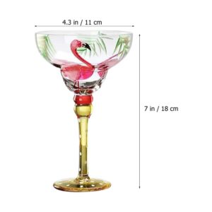 Luxshiny Flamingo Cocktail Glass Crystal Martini Wine Glasses Hand Painted Margarita Decorative Glass Goblet Wedding Party Glassware Gifts