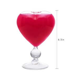 Kelendle 8 Oz Martini Glasses Cocktail Glass Heart Shape Design Clear Bar Glasses Home Parties Celebrations for Drinking Martinis Manhattans Vodka Gin and Cocktails