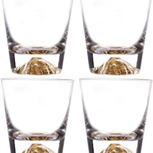 LEMONSODA Whiskey Glasses Set of 4 - Crystal Clear Gold Heavy Base Bourbon Glasses- Old Fashioned Whisky Tumbler 4-Pack - Great Gift Set | SC2027