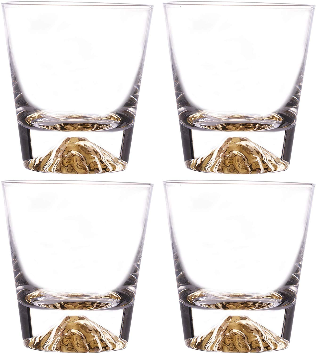 LEMONSODA Whiskey Glasses Set of 4 - Crystal Clear Gold Heavy Base Bourbon Glasses- Old Fashioned Whisky Tumbler 4-Pack - Great Gift Set | SC2027