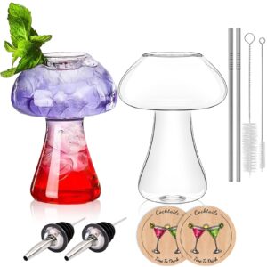 suprobarware mushroom glasses mushroom cocktail glass cup (transparent2b)