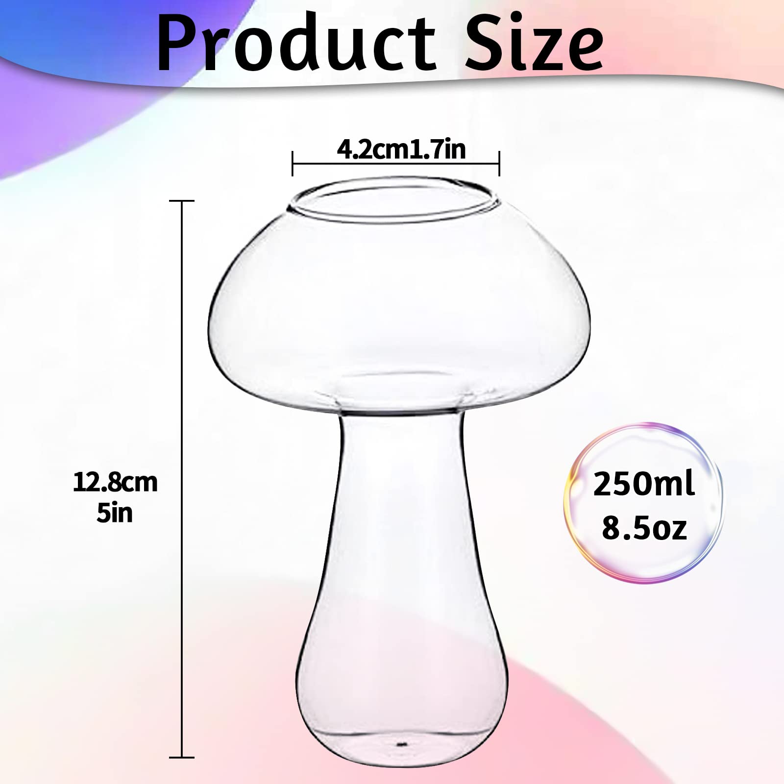 SuproBarware Mushroom Glasses Mushroom Cocktail Glass Cup (Transparent2B)